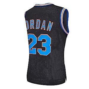 CAIYOO 23 Space Movie Youth Basketball Jersey for Boys Fit Age 5-18 Kids (Black, X-Large)