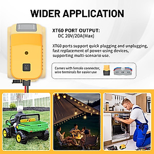 Azocek Multi-Functional USB Charger Adapter & 20V Battery Adapter for Dewalt 20V Battery, with 2 USB Ports & 1 Type-C Fast Charging Ports, with DC XT60 Port for DIY(1-Pack)