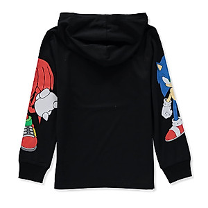 SEGA Boys 4-20 Sonic The Hedgehog Long Sleeve Hooded T-Shirt (Logo/Black, 14-16)