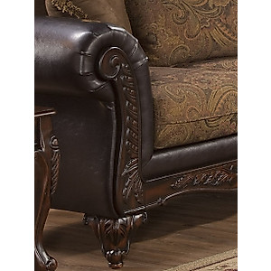 Roundhill Furniture San Marino 2-Tone Fabric Loveseat, Chocolate