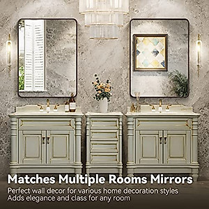 Brightify Black Bathroom Mirror for Wall, 24x36 Inch Rectangular Black Metal Framed Mirror, Modern Wall Mounted Vanity Mirror for Bathroom, Vertical or Horizontal