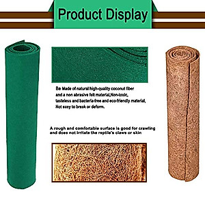 PINVNBY Reptile Carpet, 2 Sheets Lizard Terrarium Mat,Natural Coconut Fiber Substrate Bedding Habitat Liner Pads for Bearded Dragon Snake Bedding Gecko Tortoises Tortoise Chameleons