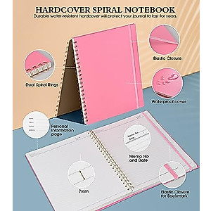 Spiral Notebook Journal 8.5” x 11”, A4 Large Pink Notebooks for Women Men, College Ruled Lined Journal, 100 GSM Paper, Plastic Hardcover Spiral Bound Journals for Work School Note Taking Business
