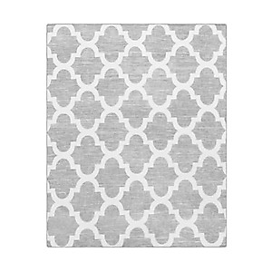 Jelymark Shag Moroccan Area Rug for Living Room, 4x6 Feet Modern Geometric Rug, Fluffy Distressed Faux Wool Floor Carpet, Memory Foam Rug for Bedroom Nursery Kids Room Home Decor, Light Grey/White