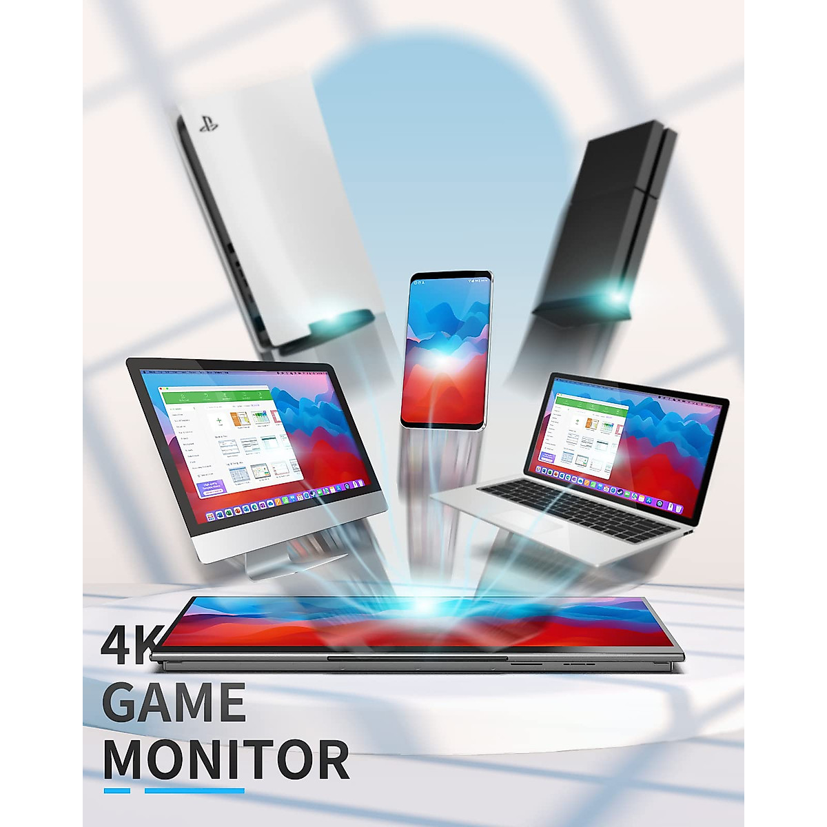 InnoView Portable Monitor 4K Touchscreen - 14 Inch Auto-Rotating FreeSync Touch Screen Monitor, Ultra-Slim Second Screen Frameless Bezel Glass Hd UHD IPS 3840x2160 Dual USB C Laptop Monitor