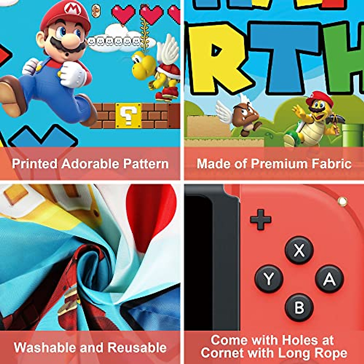 Ma-ri0 Brother Backdrop, Super Brother Birthday Party Supplies Decorations, Super Ma-ri0 Themed Bros Photography Poster Backdrop, Gold Coin Video Hot Game Banner 83x28 inch