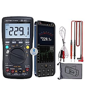 ZOTEK ZT-300AB Bluetooth Digital multimeter Tester Multi Testers True RMS Tester Automatic Mode Counts Measures Voltage Current Resistance Capacitance Frequency Temperature diode Meter