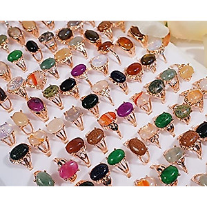 YITANA Bulk Rings Wholesale 100 Pack Crystal Ring Jewelry for Boutiques (100PCS Mixed-Rose Gold)