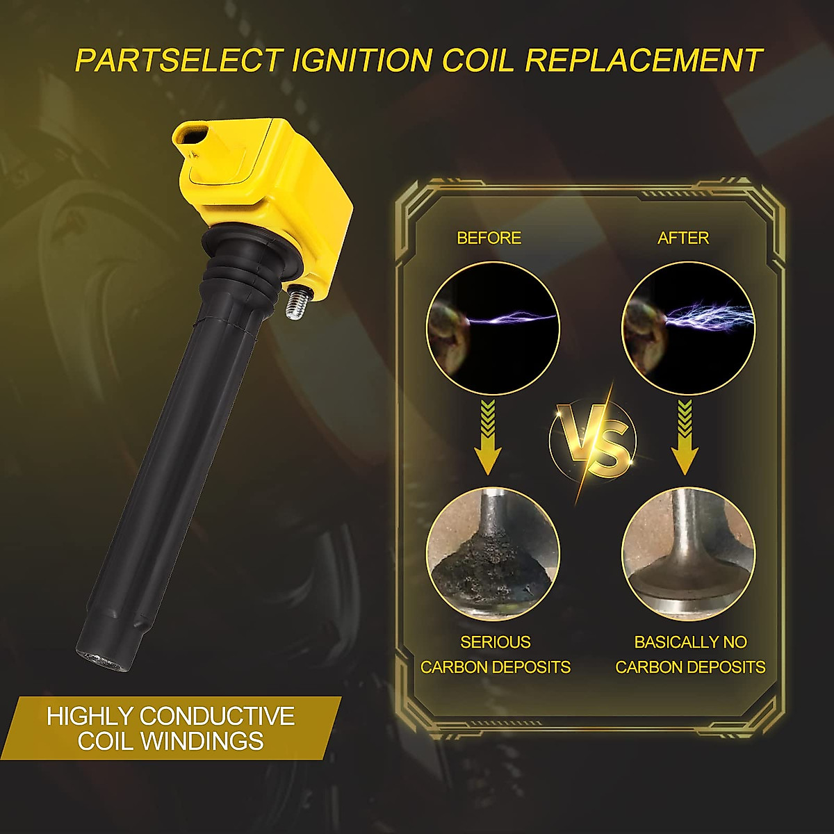 Partselect 6PCS Ignition Coil Pack UF648 C1791 5C1848 Replacement for Jeep Grand Cherokee Wrangler Dodge Avenge Challenger Charger Durango RAM 1500 Chrysler Town & Country VW Routan 3.6L V6 2011-2016