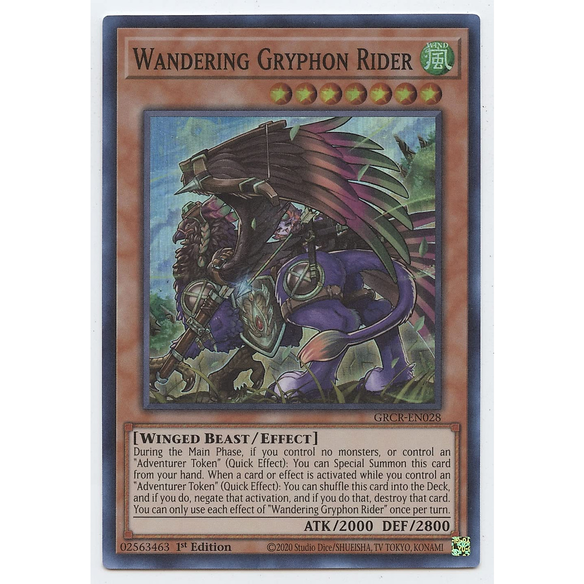 Wandering Gryphon Rider - GRCR-EN028 - Super Rare - 1st Edition