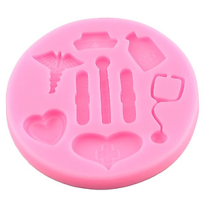 ZiXiang Medical Apparatus Tablet Silicone Molds Stethoscope Nurse Hat Fondant Molds For Cupcake Cake Topper Decoration Chocolate Candy Polymer Clay Gum Paste Set Of 3