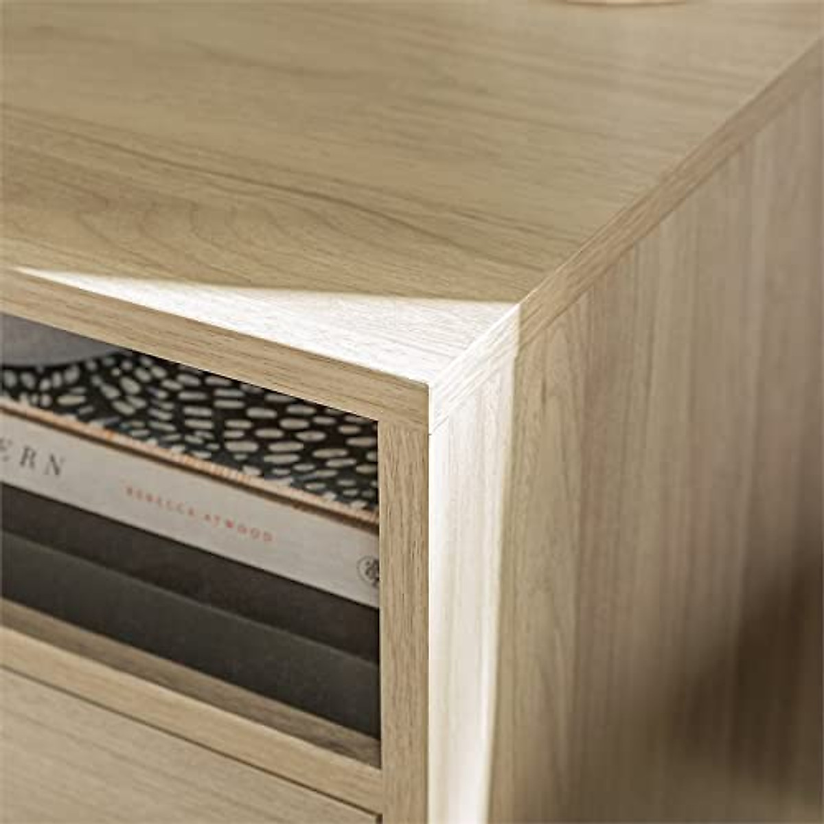 Walker Edison Modern Wood Nightstand Side Table Bedroom Storage Drawer and Shelf Bedside End Table, 25 Inch, Birch