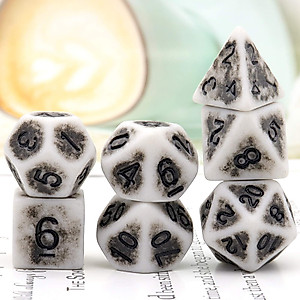 Haxtec Ancient DND Dice Set 7PCS Grey Polyhedral Dice Stone Style for Dungeons and Dragons Pathfinder RPG