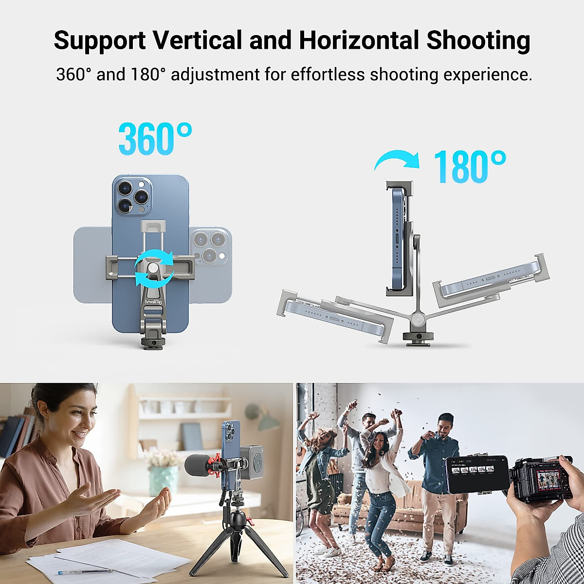 SmallRig Multifunctional Universal Cell Phone Mount Adapter, Phone Tripod Mount with Cold Shoe, Phone Holder for iPhone 15 14 13 12 11, Fits for Tripod Monopod Phone Cage Camera cage-3559