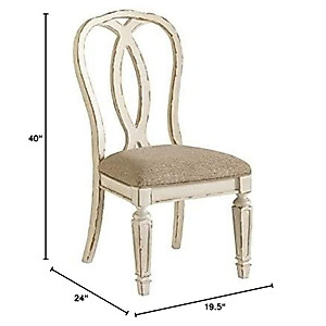 Signature Design by Ashley Realyn French Country Ribbon Back Dining Chair, 2 Count, Chipped White