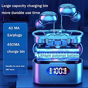 lemtlmt Wireless Earbuds Waterproof Bluetooth Earphones, Button Ear Buds with Charging Bin, in-Ear Headphones with Microphone Suitable for iPhone and Android Black Headset