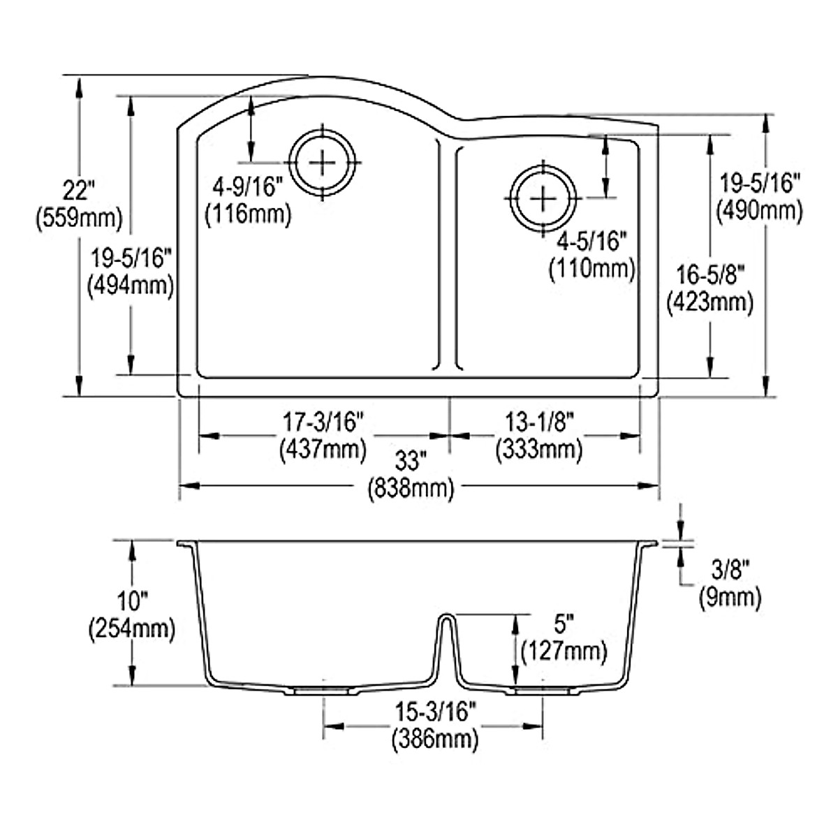 Elkay Quartz Classic ELGHU3322RWH0 White Offset 60/40 Double Bowl Undermount Sink with Aqua Divide