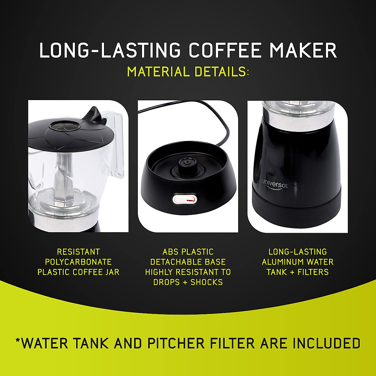 universal Electric Espresso/Moka Maker 6 cups, Moka Pot Electric, Espresso Machine, Prepare Italian Style Coffee Latte, Macchiato & Mocaccino, Cord-free Serving