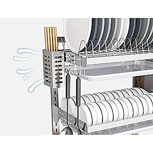 FEHUN Sinks,Wall-Mounted Kitchen Shelf,3-Layer 201 Stainless Steel Drain Rack,Dish Rack on The Wall Without Perforation