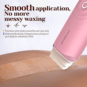 Waxfans Wax Roller Kit, Wax Roller,Wax Warmer*1,Wax Roller*4,Wax Strip*100, After Wax Treatment Spray*1,Clean Oil Bag*5