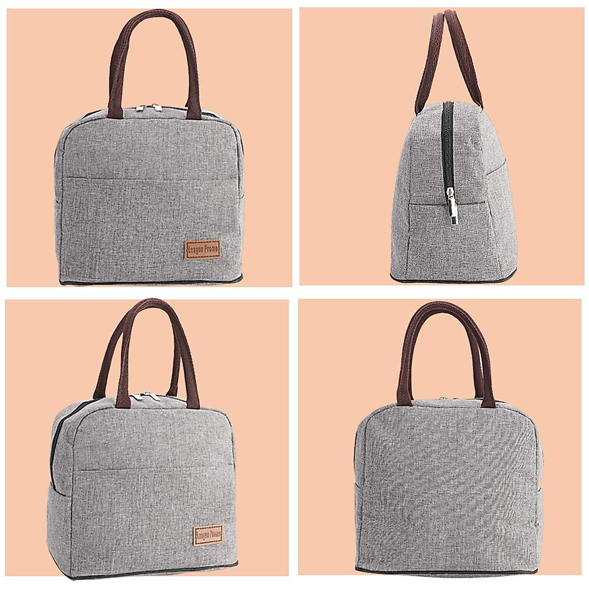 Lunch Bag Large Reusable Insulated Lunch Bags for Women Men Tote Bag Adult Lunch Box Organizer Holder Container (grey)