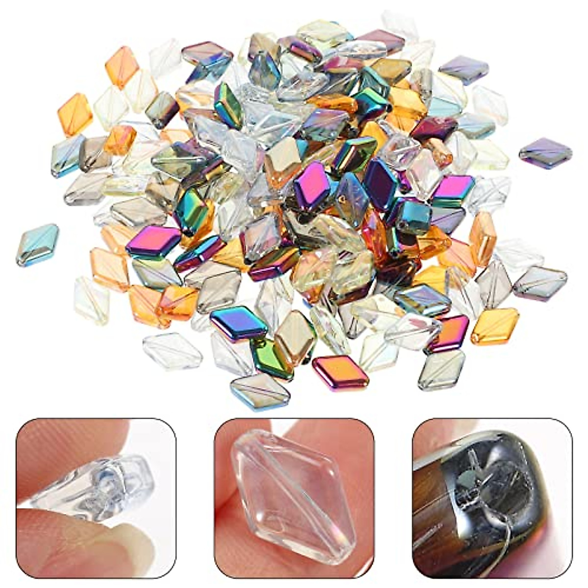 Sewroro Beaded Bracelets 200pcs Glass Beads Gemstone Beads Diamond-shaped Loose Spacer Beads Diy Jewelry Making Kits Diy Beads Art and Craft Kits Diy Bracelets Necklace Hairband Charm Bracelets