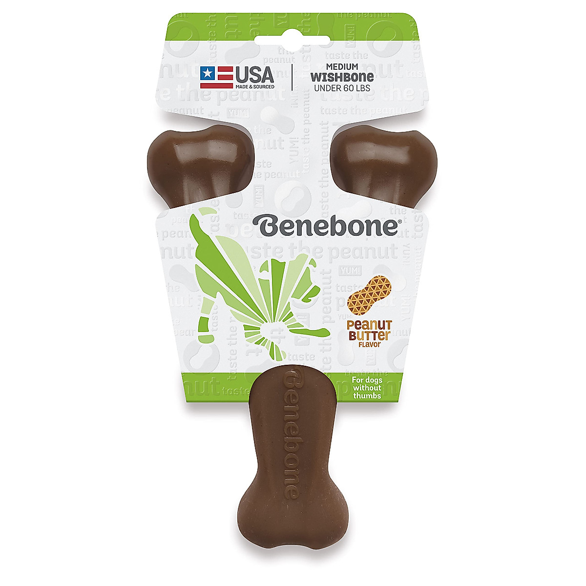 Benebone Indestructible Wishbone Dog Chew Toy for Aggressive Chewers, Long Lasting Tough Boredom Breaker for Dogs, Real Peanut Flavour, For Medium Dogs, Made in the USA.