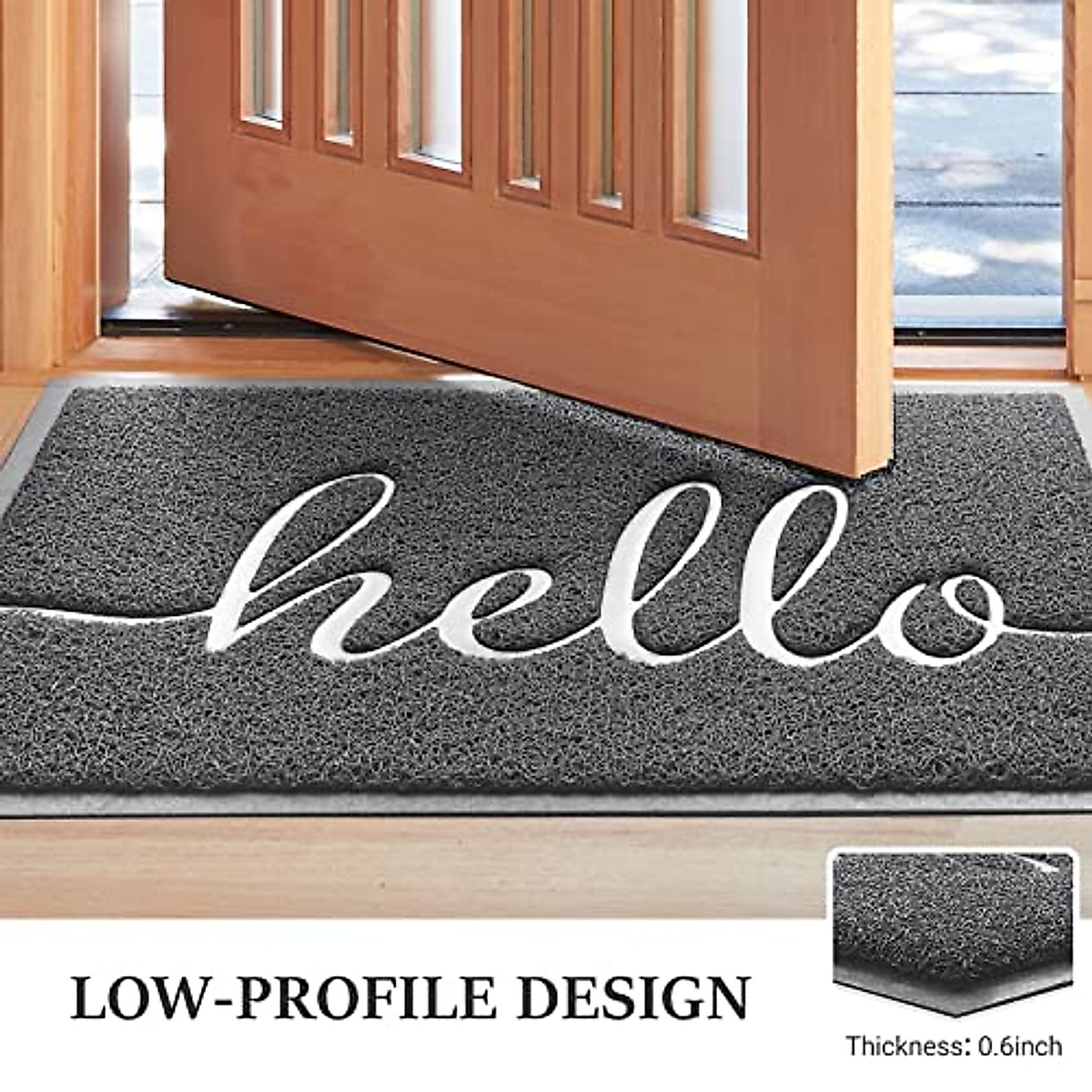 BeneathYourFeet Door Mat (30"x17.5",Dark Grey), Durable Welcome Mat Low Profile Floor Mat Front Doormat Non Slip Mats for Entryway, Patio, High Traffic Areas