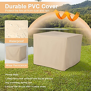 Happygrill 50,000 BTU Fire Pit Table Outdoor Auto-Ignition Propane Firepit Table, 32” Square Firepit with Waterproof Cover Lava Rocks for Patio Backyard Balcony