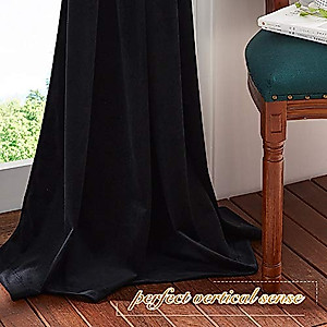 NICETOWN Black Velvet Blackout Curtains, Solid Heavy Matt Rod Pocket Drapes/Window Treatments for Hall, Theater (2 Pieces, 96 inches Long)