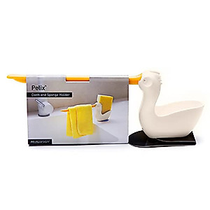 PELEG DESIGN Pelix Plastic Sponge and Cloth Holder for Kitchen Sink Caddy with Suction Cup, 2 in 1 Dish Kitchen Organizer and Decor, Fits All Dish Scrubber, Sponge and Kitchen Cloth Standard Size