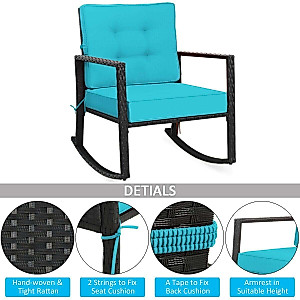 UYSB 2PCS Patio Rattan Rocker Chair Outdoor Rocking Chair Cushion Chair Rocking Chair Rocker Chair Rocker Camp Chair Rocker Recliner Rocking Camp Chair Rocking Chairs Outdoor Rocking cha