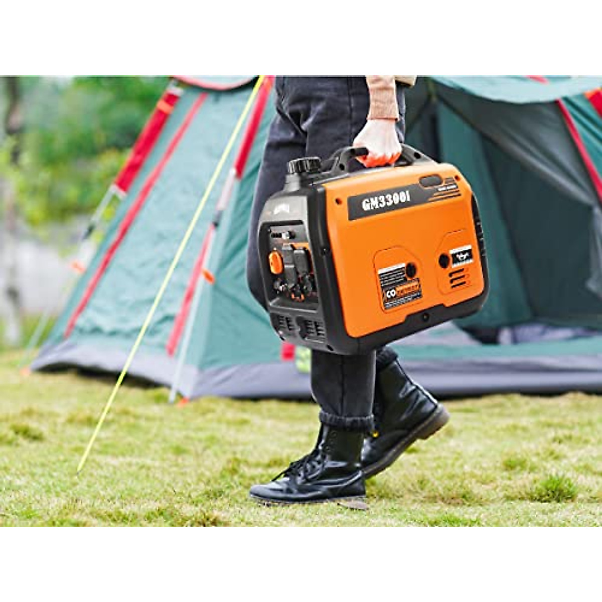 GENMAX Portable Inverter Generator，3300W Ultra-Quiet Gas Engine, EPA Compliant, Eco-Mode Feature, Ultra Lightweight for Backup Home Use & Camping (GM3300i)