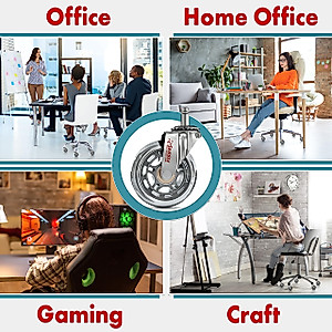 Professional Office Chair Wheels 10mm Stem - FIT IKEA Chairs ONLY - 3'' Replacement Rollerblade Rubber Chair Casters - Best Protection for Your Hardwood Floors Without Any Chair MATS - Silver