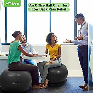 Trideer Ball Chair Yoga Ball Chair Exercise Ball Chair with Base for Home Office Desk, Stability Ball & Balance Ball Seat to Relieve Back Pain, Home Gym Workout Ball for Abs, Pregnancy Ball with Pump