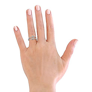 Savlano 18K White Gold Plated Round Cut Cubic Zirconia Double Sideways Cross Band Ring Women Religious Ring (6)
