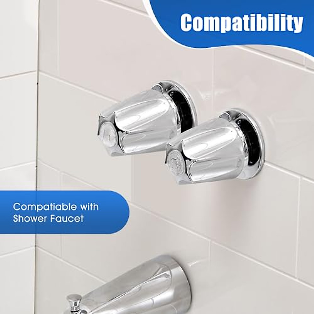 Enhon Bathtub and Shower 2 Handle Remodel Trim Kit Compatible with Pfister Verve Tub Shower, Bathtub Faucet Knob Replacement Include 1 Hot 1 Cold 2 Flanges (Polished Chrome)