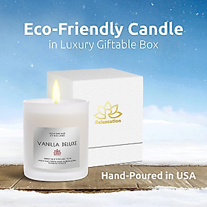 Highly Scented Candle Sweet Vanilla Scent | Clean Burn UP to 80 Hours Organic Soy Wax in Big White Glass Jar 10 oz | Hand-Poured in The USA | Gift for Women, Men