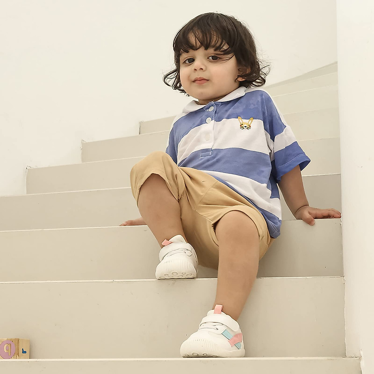 MK MATT KEELY Baby Boys Girls Walking Infant Shoes Cute Cartoon Sneakers Non-Slip First Walkers Sneakers Toddler Shoes,Blue Pink 2-2.5 Years