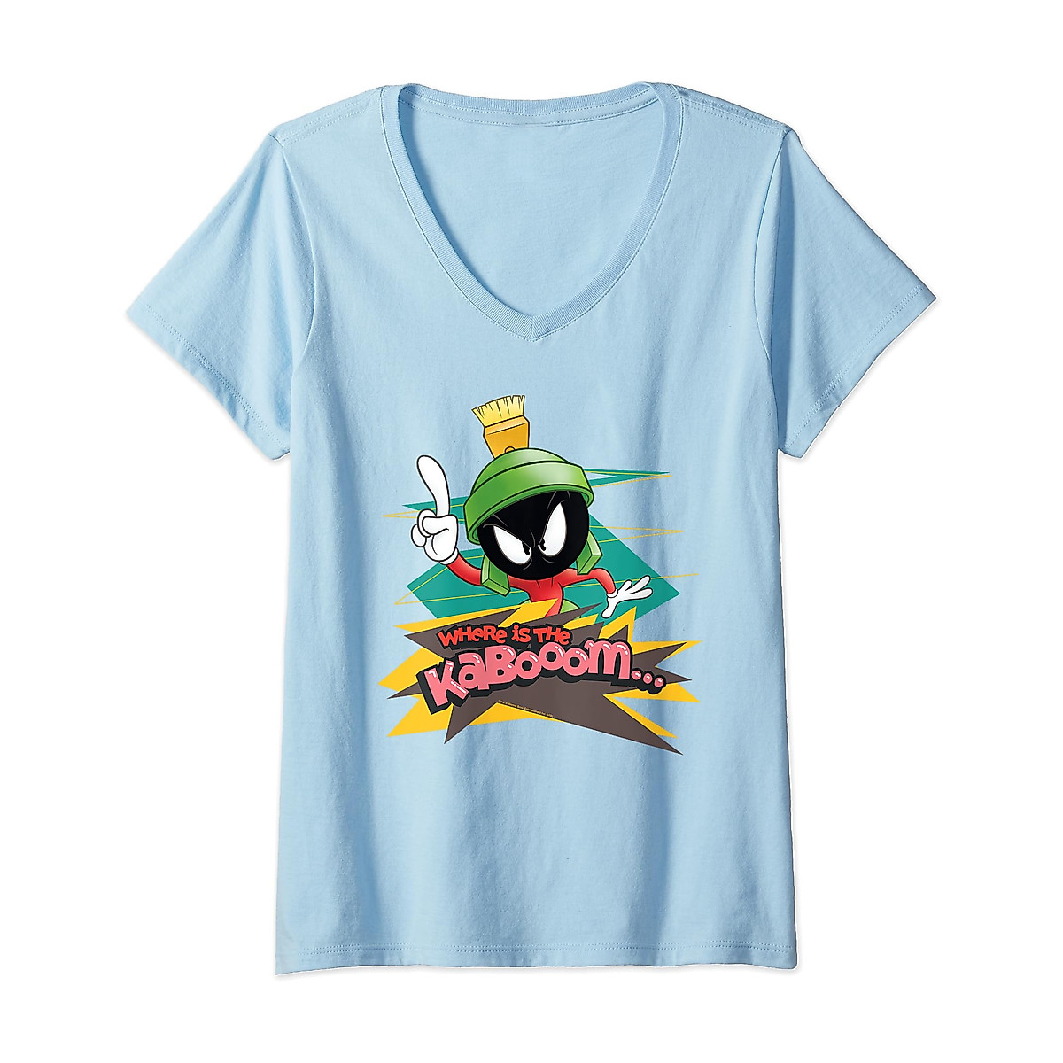 Womens Looney Tunes Marvin the Martian Where is the Kaboom V-Neck T-Shirt