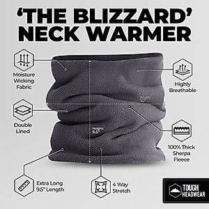 Tough Headwear Neck Warmer - Fleece Neck Gaiter, Winter Face Cover & Ski Scarf - Neck Cover for Men & Women for Cold Weather