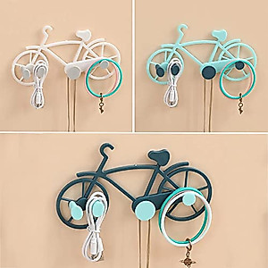 JruiZhp Coat Rack Coat Hooks,Household Free Punching Wall Hanging Coat Rack Creative 3Pcs Bicycle Three- Dimensional Decorative Hook Bedroom Living Room