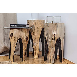 Tree Stump Coffee Tables (Set of 3), Small Wooden Tea Tables, Log Furniture, Rustic Side Tables, Log Stools, Wooden Side Tables