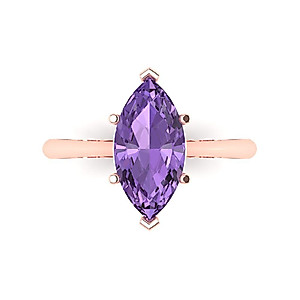 Clara Pucci 2.55 ct Marquise Cut Custom Engraving Solitaire Simulated Alexandrite Classic Statement Art Deco Ring 14k Rose Gold Size 6.5