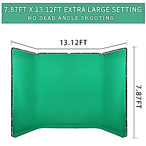 GSKAIWEN 7.87ft x 13.12ft Portable Large Chromakey Green Screen Backdrop with Stand Photography Background Support System for Photo Studio Video Shooting, Live Streaming, Parties, Keying, Stage