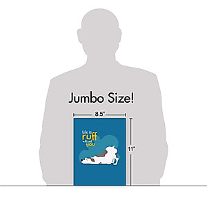 The Best Card Company Big Miss You Greeting Card 8.5 x 11 Inch with Envelope (1 Pack) Jumbo Thinking of You, Just Because Ruff Without You J6586CMYG