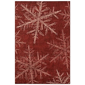 Lahome Snowflake Christmas Area Rugs, 4x6 Indoor Christmas Rug for Bedroom Non Slip Washable Living Room Rugs Holiday Decor Soft Red Rug Throw Carpet for Entryway Kitchen Dining Room(4'x 6',Red)