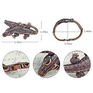Alilang Copper Tone Amethyst Colored Rhinestones Alligator Crocodile Bangle Bracelet