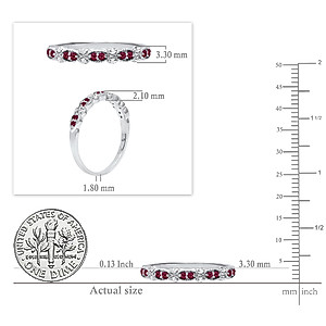 Dazzlingrock Collection Round Ruby & White Diamond Marquise Miligrain Ring for Women in 925 Sterling Silver Size 6