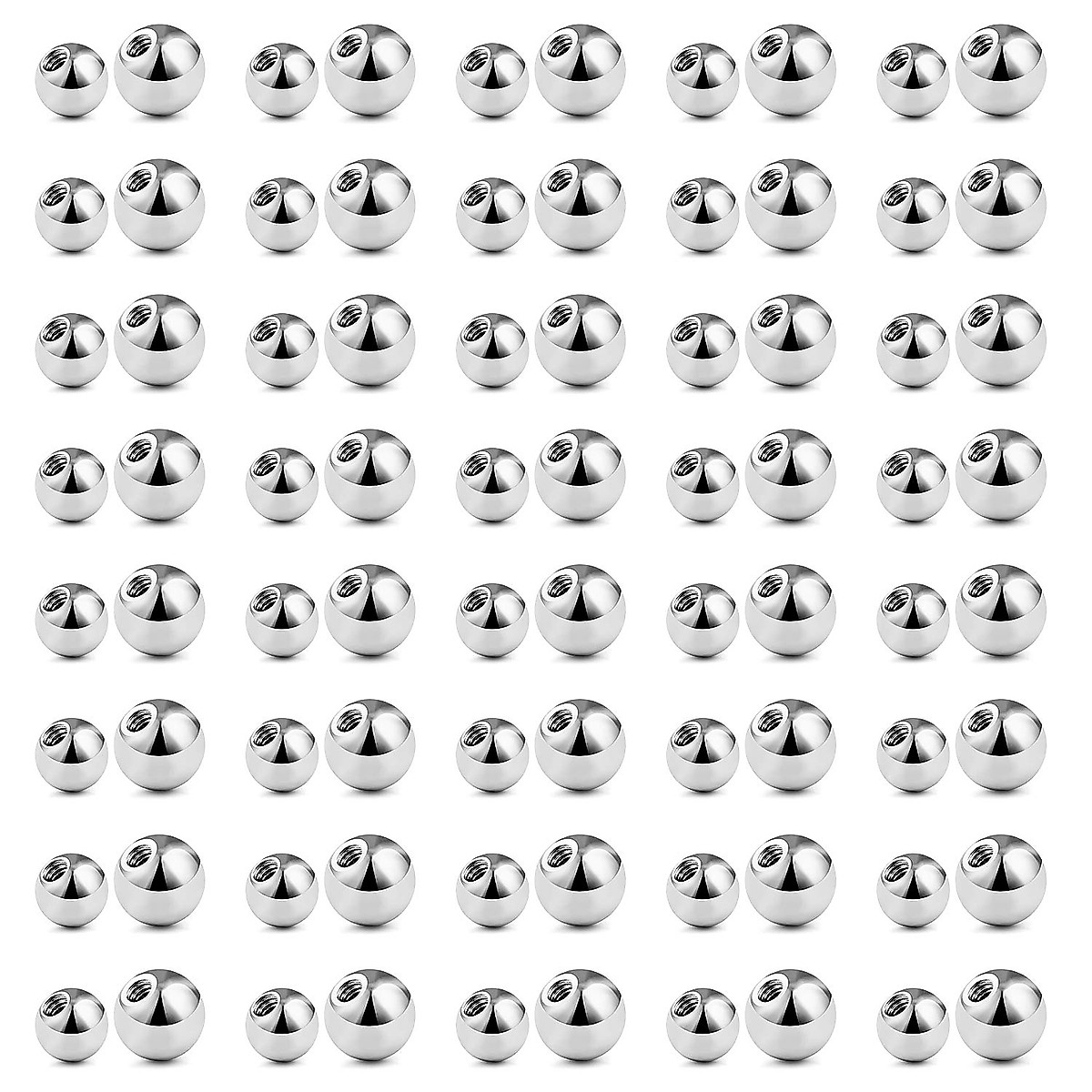 SCERRING 80PCS 14G 316L Surgical Steel Externally Threaded Replacement Balls Body Jewelry Piercing Barbell Parts for Women Men 4mm 5mm